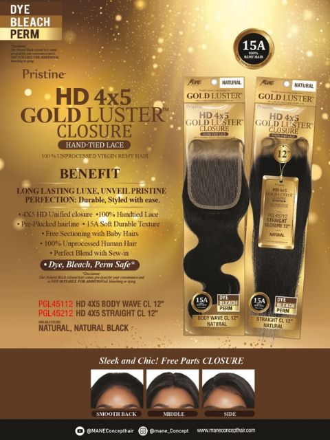 Mane Concept Pristine Gold Luster 100% Unprocessed Human Hair HD 4x5 S – Hair Stop and Shop