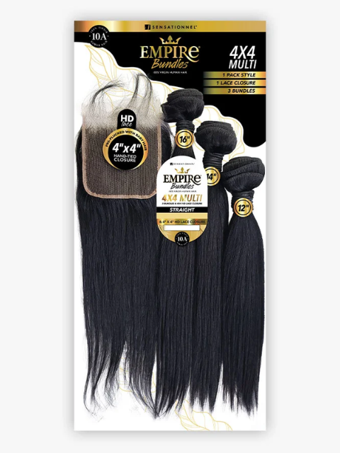 Sensationnel Empire Bundles Multi-Pack 3pcs Bundle + 4x4 HD Lace Closu ...