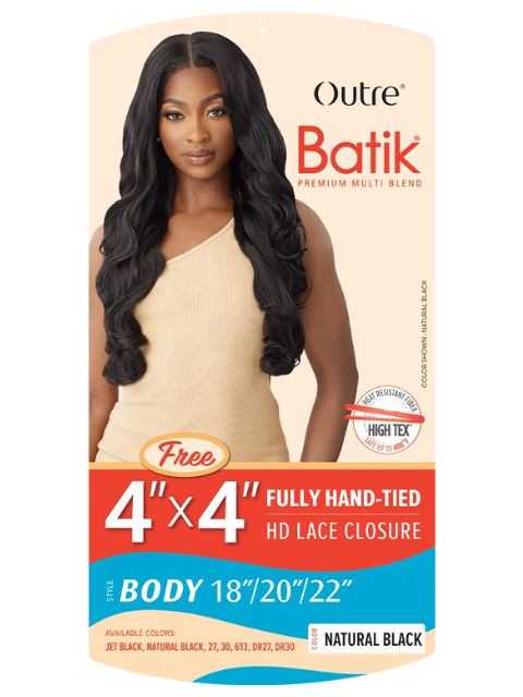Outre Batik Premium Multi Blend BODY Weave 18" 20" 22" + 4x4 HD Lace C ...
