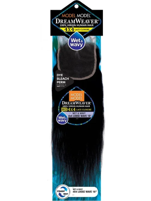 Model Model DreamWeaver 100% Human Hair 4x4 Wet and Wavy LOOSE WAVE Cl ...