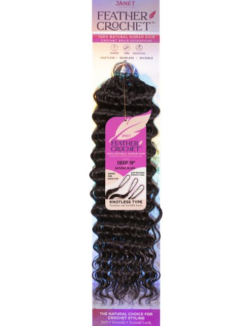 Janet Collection 100% Human Hair Feather Crochet Braid Extension DEEP ...