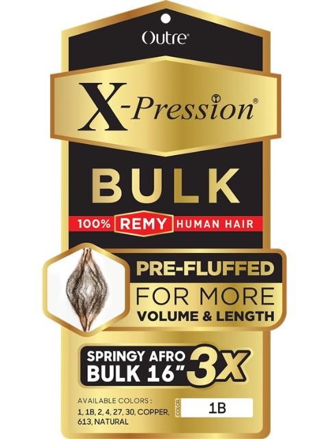 Outre X-Pression 100% Human Hair Braids- HUMAN BULK-3X SPRINGY AFRO BU ...