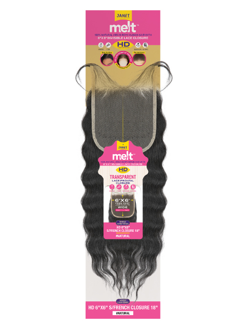 Janet Collection 100% Remi Human Hair HD Melt 6x6 S/FRENCH Lace Fronta ...