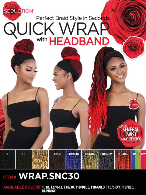 Seduction Synthetic Hair Quick Wrap Headband Wig - WRAP.SNC30 – Hair ...